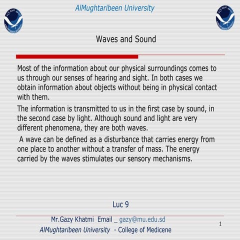 physics of sound waves,type of sound ,equation of sound | PPT