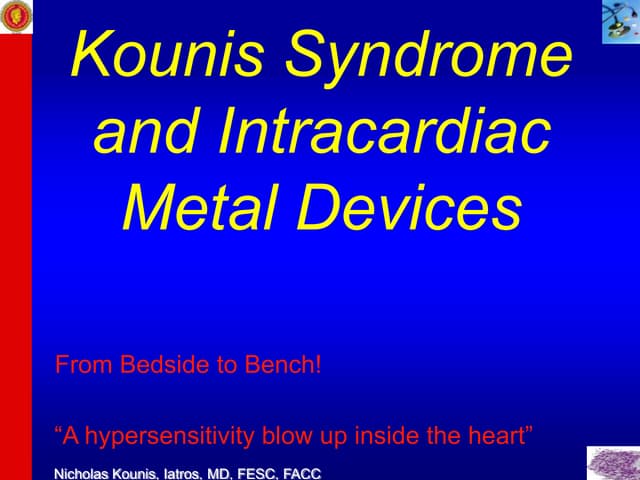 Allergy Induced Acute Coronary Syndrome - Kounis Syndrome | PPTX