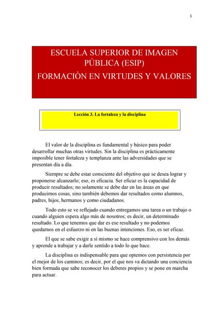 El valor de la disciplina | PPT