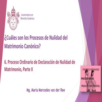 Leccion 6. proceso ordinario de declaración de nulidad de matrimonio, parte ii(1) | PPTX