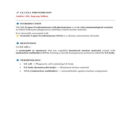 Comprehensive Overview of the LE Cell Phenomenon in Systemic Lupus ...