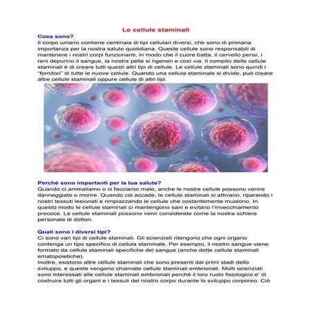 Le cellule staminali | PDF | Biological Sciences | Science