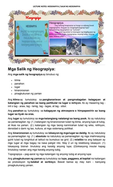 Limang Tema ng Heograpiya at Interaksyon ng Tao at Kapaligiran | PPTX