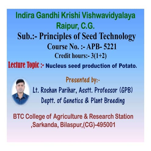 Nucleus seed production of potato | PDF