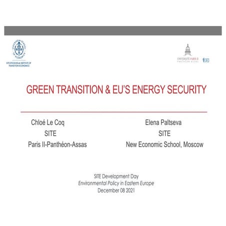 Green Transition & EU's Energy Security | PPT