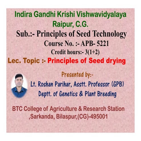 Principles of seed drying | PDF