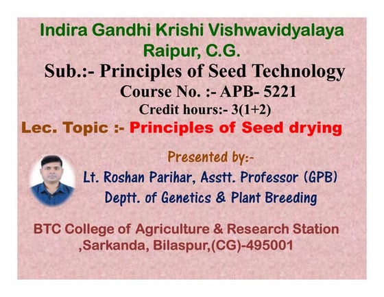 Seed drying and it's methods | PPT