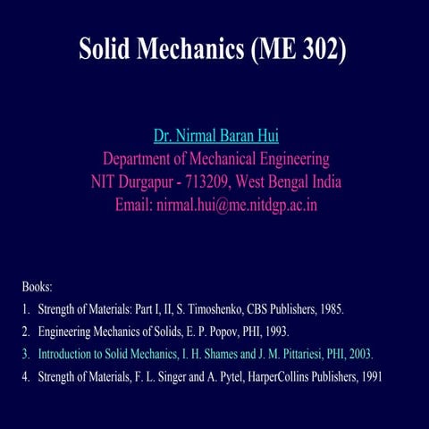 Prof.N.B.HUI Lecture of solid mechanics | PPT