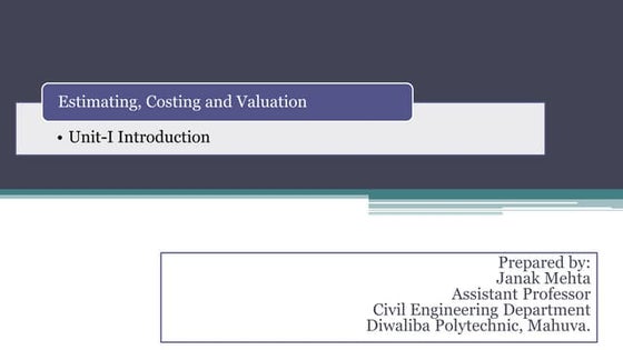Estimating, administrative approval, technical sanction, budget provision | PPTX
