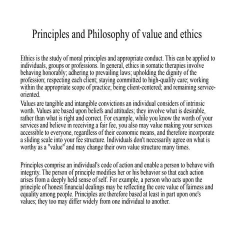 Principle and philosophy of value and ethics | PPTX