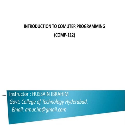 Introduction To Computer Programming Ppt 