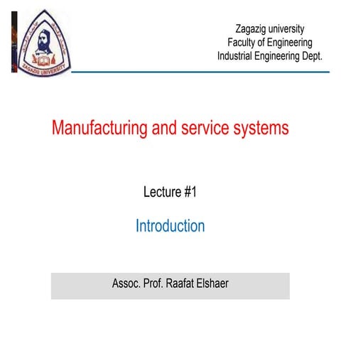 introduction to the services and manufacturing systems | PPTX