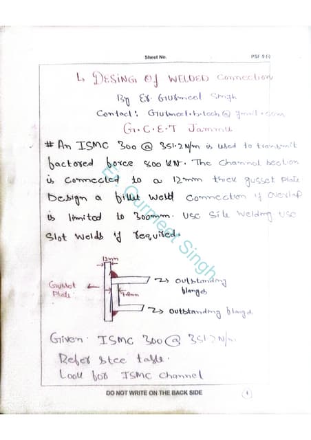 lect 14 Design of Gusset plate by Er Gurmeet Singh GCET JAMMU | PDF