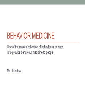 LECT 2. BEHAVIOUR MEDICINE.pptx. . | PPTX | Physical Therapy | Wellness