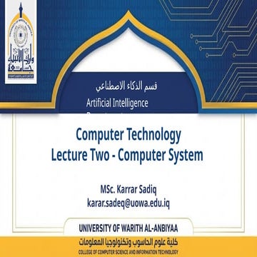 Lecture notes computer system for first stage | PPTX