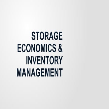 Lect_27_Theory of Storage and Inventory Management | PPTX