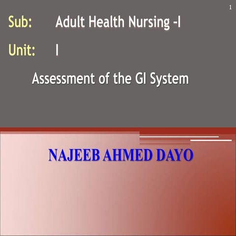 Lect 2 Unit I GI Assessment.ppt of adult health nursing | PPT | Digestive Disorders | Diseases ...