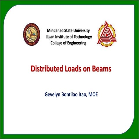 Lect7 Distributed Loads on Beams | PPTX