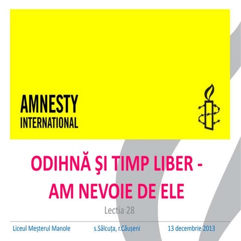 Lectia 28 odihnă şi timp liber am nevoie de | PPTX