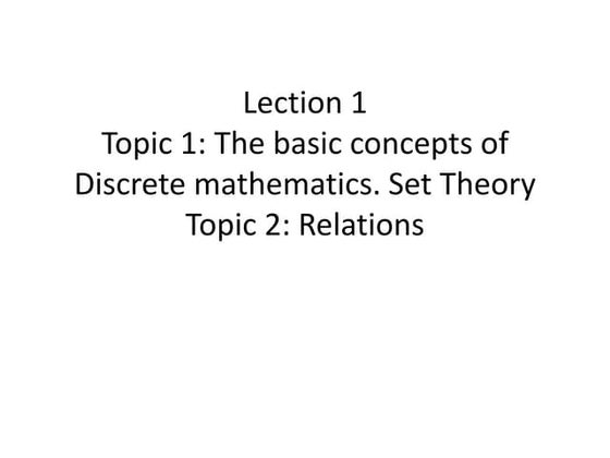 Intro to Discrete Mathematics | PDF