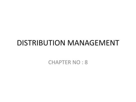 DISTRIBUTION MANAGEMENT - Introduction to Distribution and its origin | PPTX