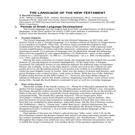 The language of the New Testament | DOCX