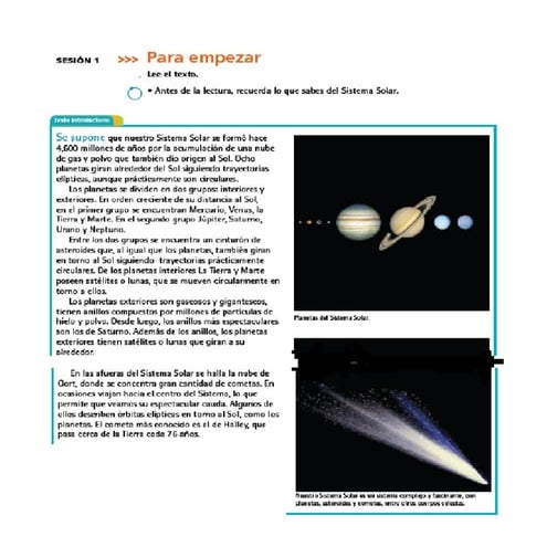 Lectura sistema solar | PDF