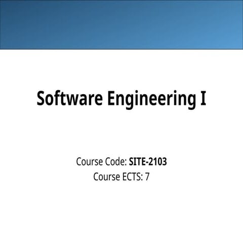 software engineering lecture note, introduction to fundamentals of software engineering | PPTX