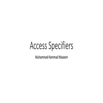 Oop Lec 07 Access Specifiers Ppt 