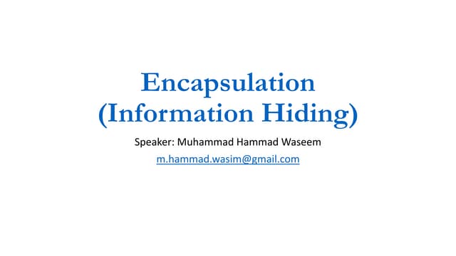 Oop Lec 08 Encapsulation Information Hiding Pptx 7709