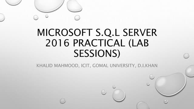 Microsoft Sql Server Query Practical Work Ppt