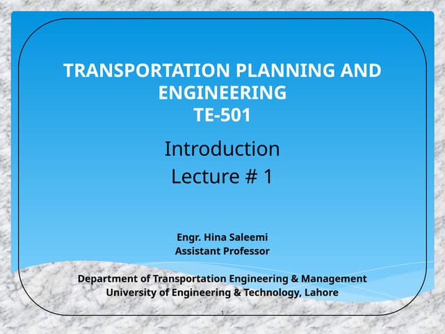 urban transportation planning introduction.ppt