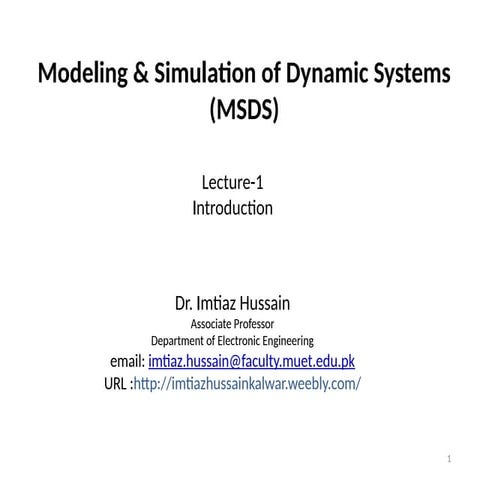 Lecture 1 Introduction Modelling And Simulation 2 Pptx