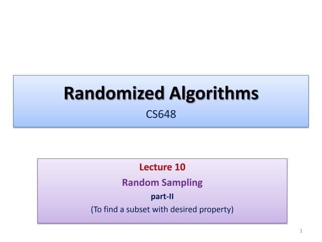 Lecture 10 Cs6482013 Randomized Algorithms Ppt 7865