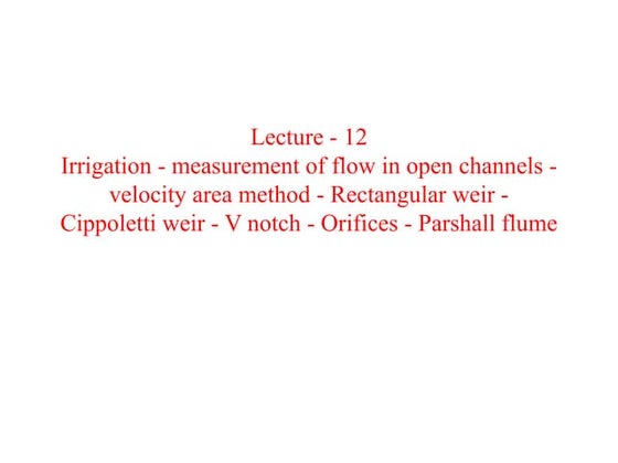 Notches and weir | PPT