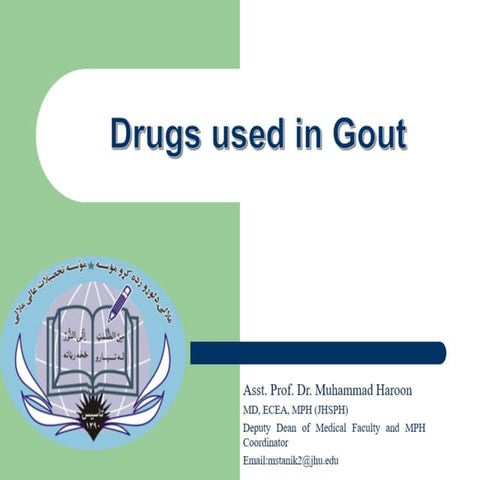 Drugs used in gout- Pharmacology | PDF | Pharmaceutical Drugs | Medical ...