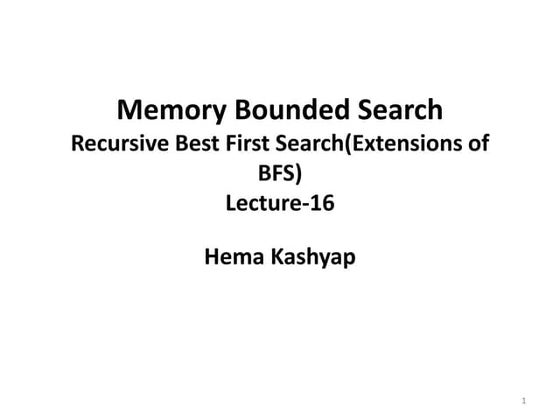 Lecture 17 Iterative Deepening A Star Algorithm Ppt 
