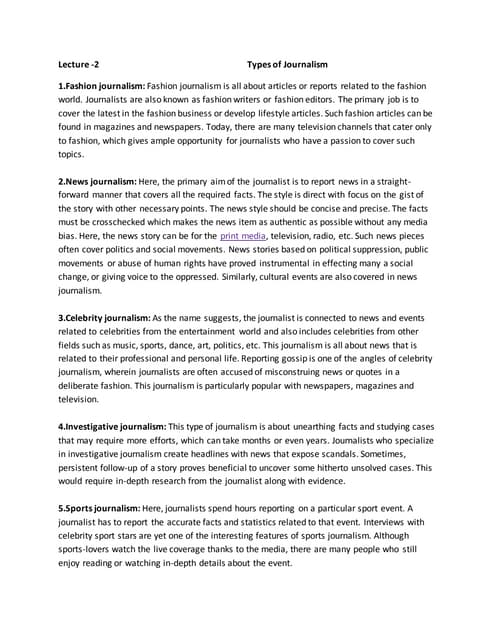 Types of Journalism | PPTX | Media Industry | Industries