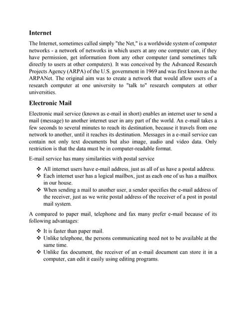 Introduction to internet | PPTX