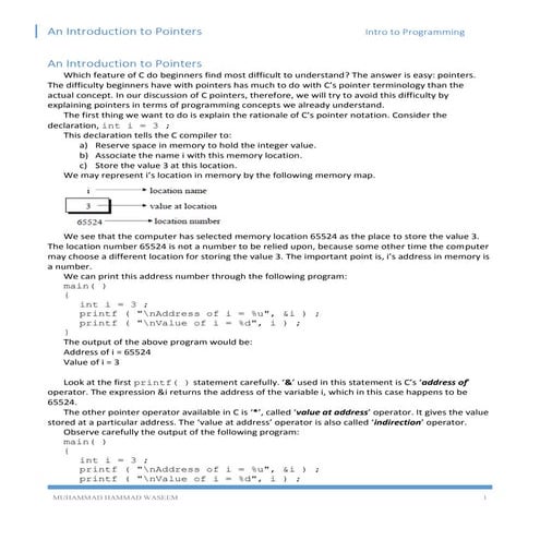 Itp Lecture 13 Introduction To Pointers Pdf