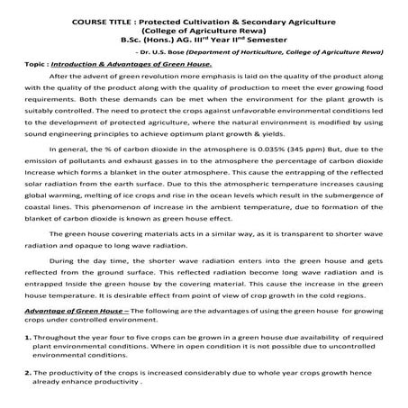 Greenhouse | PDF