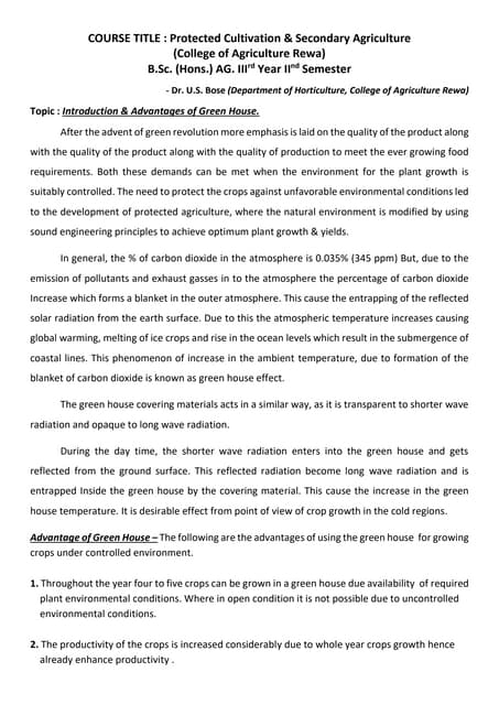 Green house | PPTX | Gardening | Home & Garden