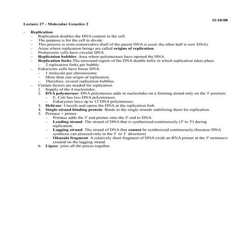 Lecture 27 | DOC | Genetics | Science