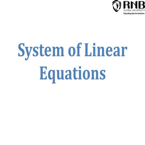 system of linear equations | PPT