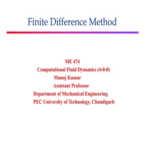 Finite Difference Method for Computational Fluid Dynamics | PPT