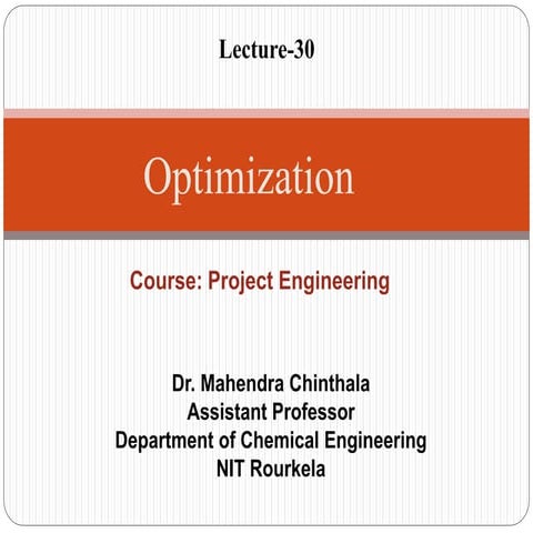Lecture-30-Optimization.pptx | Mechanical and Industrial Engineering Industry | Industries