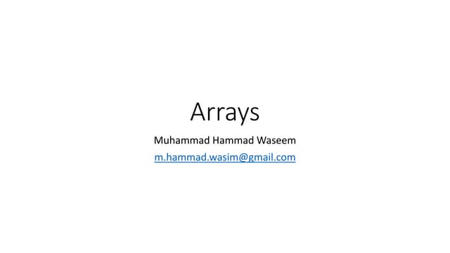 Data Structures Lecture 3 Arrays Ppt 4869