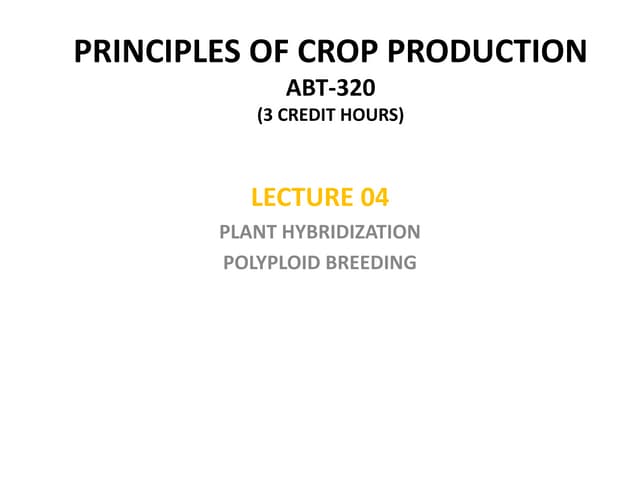 Plant Breeding Methods | PPTX