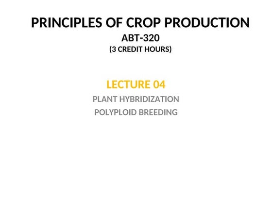 Hybridization Techniques in Crop Improvement | PDF