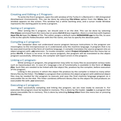 Itp Lecture 02 Steps To Create Program And Approaches Of Programming Pdf